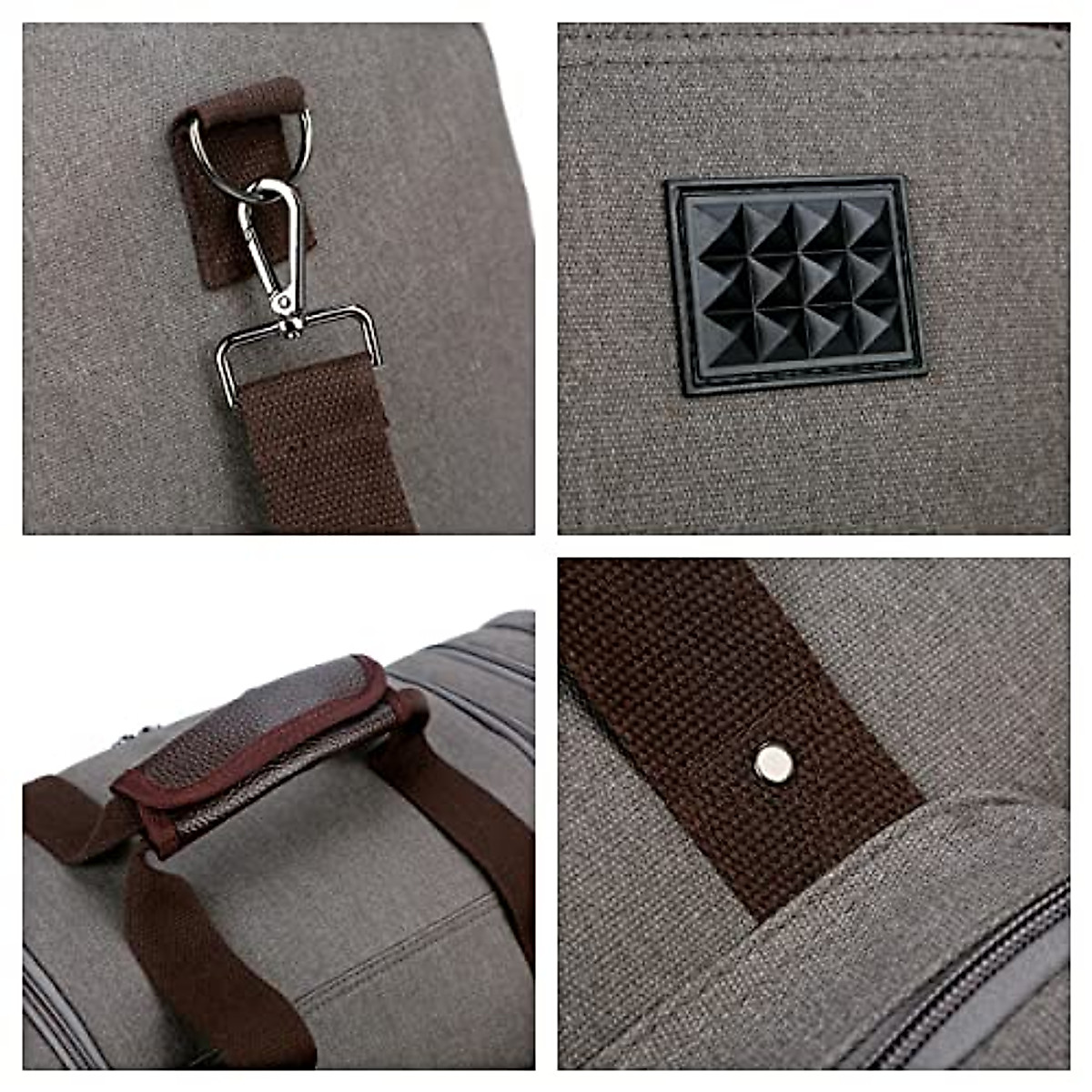 Canvas Duffle Bag for Men(42L/50L), Expandable Capacity Travel Bag with Removable Shoulder Strap Fitness Bag, Suitable for Male Travel, Fitness, Flight Carry on（Black）