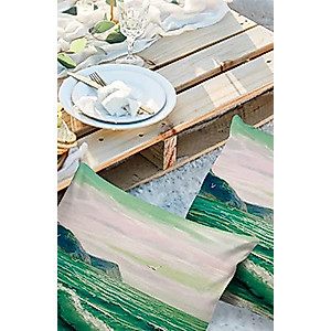 Outdoor Waterproof Pillow Covers for Patio Furniture Watercolor Ocean Wave Green Decorative Throw Pillow Cover Abstract Beach Scene Pillowcases Set of 2 Cushion Case for Sofa Couch Chair 18 x 18 in