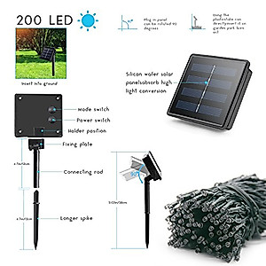 LALAPAO Solar String Lights 72ft 200LED 8 Modes Outdoor Lighting Solar Powered Christmas Lights Waterproof Starry Fairy Lights for Patio Lawn Garden Home Wedding Xmas Party Tree Decor (White)
