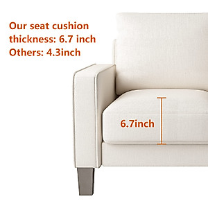 CITYLIGHT Loveseat Sofa Couch 2-seat Sofa Modern Small Sofa with Linen Fabric, Solid Wood Legs, Upholstered 2 Person Couch for Living Room, Bedroom, Small Space (Light Grey)