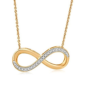 Jewelili 14K Yellow Gold over Sterling Silver Diamond Accent Infinity Pendant Necklace, 18"