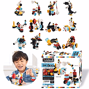 Tublock Challenger Set (SML 154 Pieces) | Creative & Educational Brick Building Toys for Girls & Boys | Easy to Connect Building Bricks Set | Innovative Curved Bricks for Building with Movable Pieces