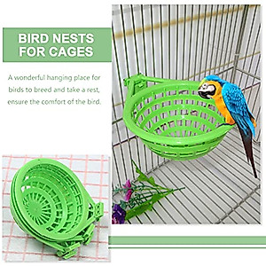 6pcs Plastic Canary Nest-Bird Nest Plastic Hollow Hanging Cage Eggs Hatching Tool Pan Finch Parrot Canary Pigeon Nest Bowl Green