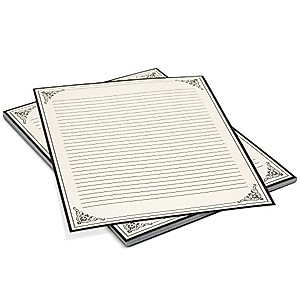 48 Sheets Fancy Vintage Style Lined Letter Writing Paper with Antique Border Design, 8.5 x 11 Inch Aged Stationery for Letters, Invitations