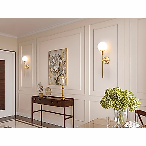 Tumgog Battery Operated Wall Sconces Set of 2,Gold Glass Globe Rechargeable Wireless Wall Light Fixture with Remote 10 Colors Modes Dimmable Bulb for Apartment,Farmhouse,Bedroom (Included Bulb)