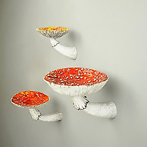 WUANGYOL Mushroom Hanging Shelf Floating Shelves Wall Storage Cute Room Decor Home Whimsical Wall Mounted Resin Storage Rack Creative Art Rack for Living Room Kitchen Bathroom 3Pcs