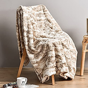 Soft Throw Blanket, 50" x 60" Luxurious Warm Thick Fall Throw Blanket, Elegant Cozy Faux Fur Throw Blanket for Couch Bed and Sofa