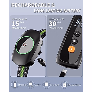 Dog Shock Collar for 2 Dogs, Dog Training Collar with Remote for Large Medium Small Dogs, Rechargeable E-Collar Waterproof Collars with 3 Training Modes, Range up to 3300Ft