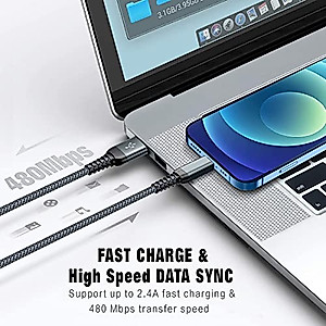 Lightning Cable 10FT MFi Certified iPhone Charger 3Pack Apple Charger Cord Fast Charging Nylon Braided USB to Lightning Cable for iPhone 14/13/12/11/X/Pro/Max/8/7/6/6S/SE/Plus/iPad（Gray）