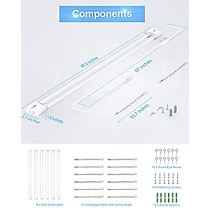 Ensenior 6 Pack Linkable Led Shop Light 4ft for Garage, 4400 High Lumens, 36W Equivalent 280W, 5000K Daylight, 48 Inch Utility Shop led Lights, Surface or Hanging Mount Fixtures, White, ETL Certified