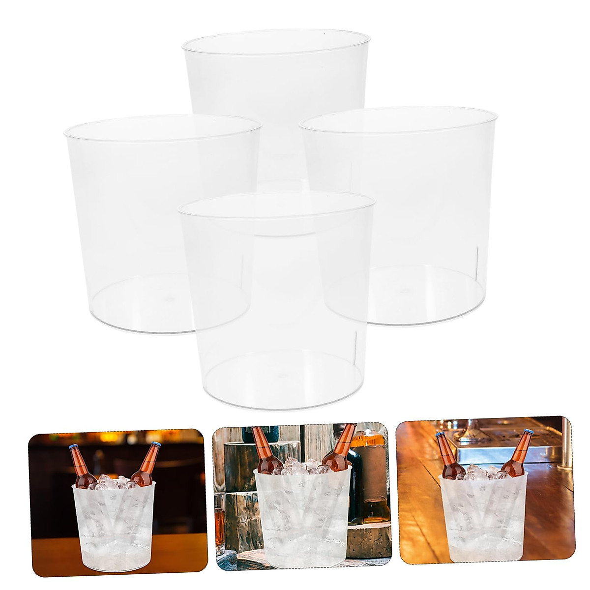FUOYLOO Beer Cooler Whiskey Cooler 4pcs Ice Bucket Bottle Bucket Plastic Student Small Ice Buckets Beer Coolers