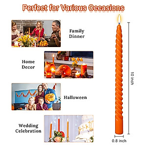 Orange-Gradient Spiral Taper Candles for Home Decoration, 4 Pack 10 Inch Candlesticks for Dinner Party Holiday Fall Halloween and Harvest