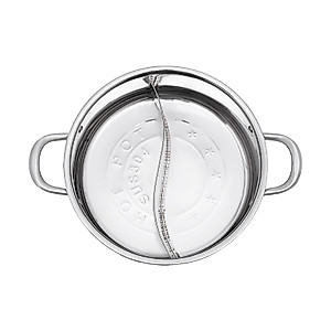 Stainless Steel Hot Pot with Divider,Pot with Glass Lid, Hot Pot with Spoon/Leaky Spoon for Kitchen Cooking Hotels Restaurants Home