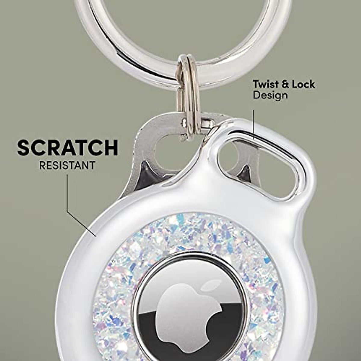 Case-Mate AirTag Keychain Holder - Durable Hard Shell AirTag Key Ring - Case for Apple Air Tag w/ Heavy Duty Keychain - Protective AirTag Holder for Dog Collar, Key, Luggage, Kid's Backpack - Stardust