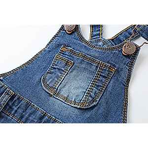 KIDSCOOL SPACE Baby Boy Girl Jean Shorts,Toddler Denim Cute Summer Shortalls,Blue,12-18 Months