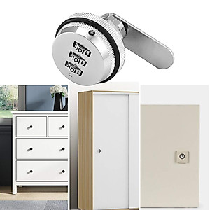 2 Pack Combination Cam Lock Password Coded Lock 3-Digit Security Cabinet Cam Lock 3/4 Inch Cylinder Chrome Finish Drawer File Cabinet Lock for Office Home Mailbox Door Storage Cabinet
