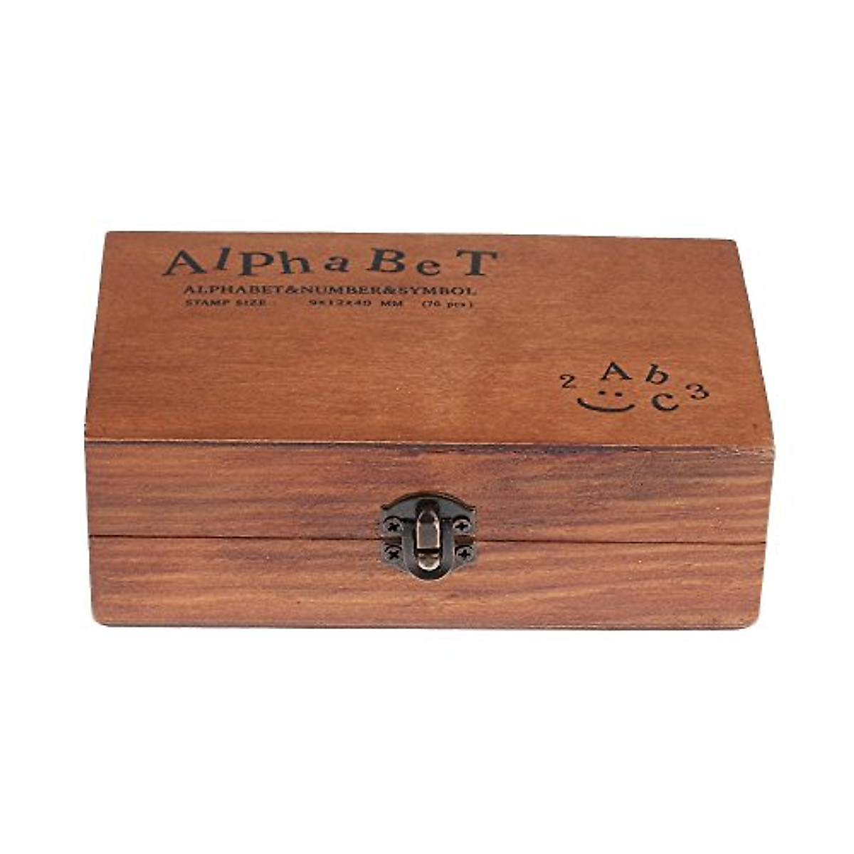 70 pcs Vintage DIY Number and Alphabet Letter Wood Rubber Stamps Set with Wooden Box