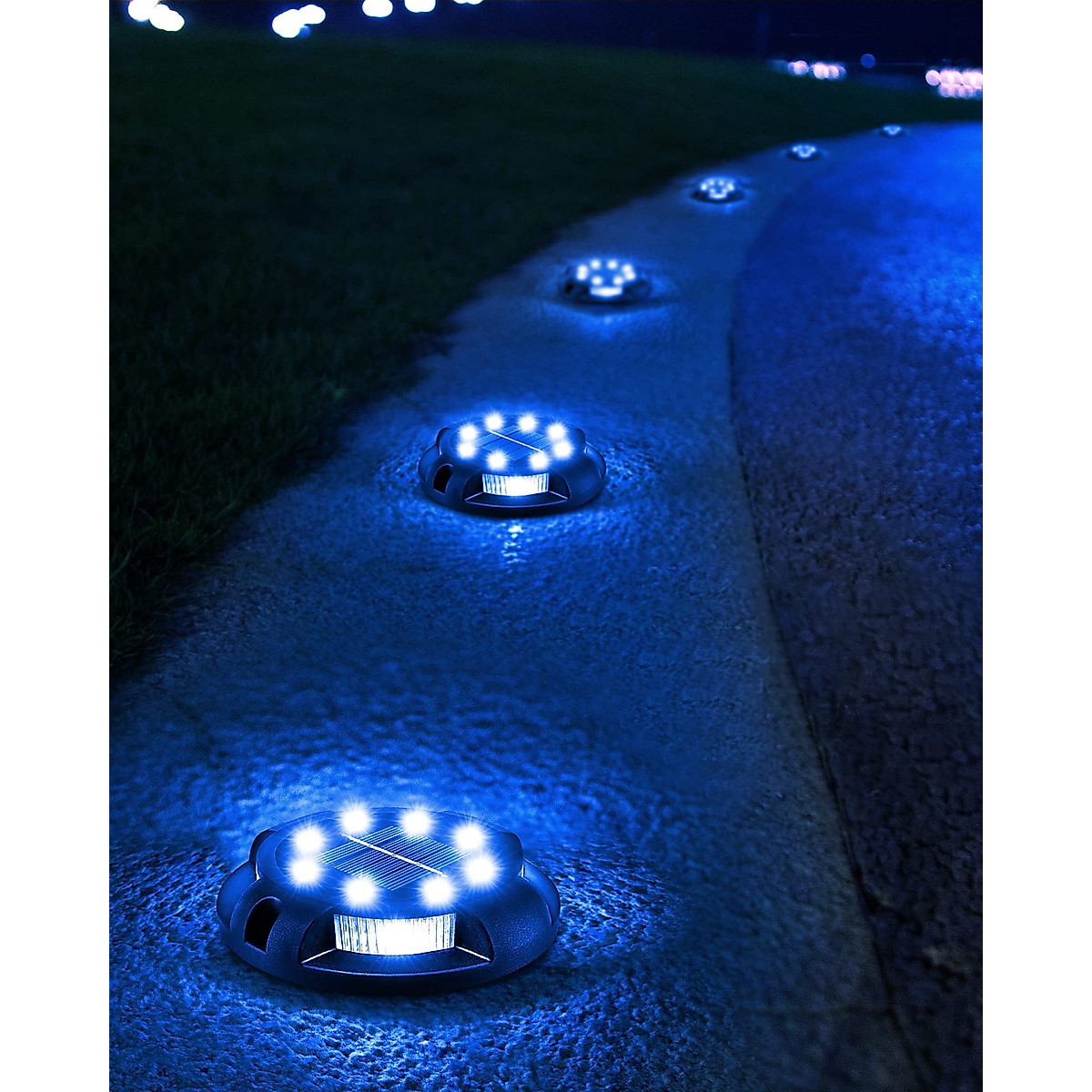 Biling Solar Pathway Lights Outdoor Uplight Sidelight, 12 Packs Blue Bright Solar Ground Lights Walkway Lights Waterproof Solar Deck Lights for Yard Walkway Garden Halloween Decorations