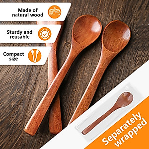 HAKSEN 12PCS Small Wooden Spoons, Mini Wooden Salt Spoons 5Inch Tasting Spoon Wooden Soup Spoon Serving Spoon for Coffee Tea Jam Bath Salts