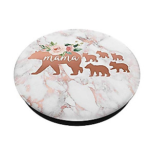Mama Bear Five Cubs Blush Pink Marble Watercolor Floral PopSockets PopGrip: Swappable Grip for Phones & Tablets