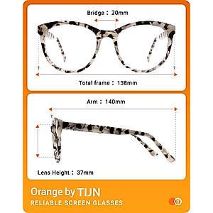 TIJN Blue Light Glasses for Women and Men, Oversized Frame, Anti Eyestrain Clear Computer Gaming Blue Blocker Glasses (Tortoise Shell)