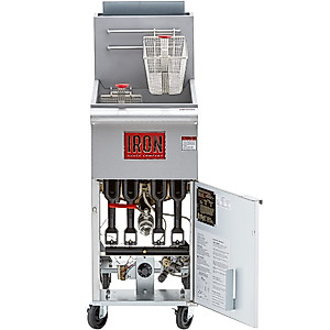 Iron Range IRF50 Commercial Gas Fryer, 50-Pound Capacity, 3-Tube Freestanding Fryer with Stainless Steel Tank, Cool Zone, ETL Certified, Includes 2 Fry Baskets & Caster Kit