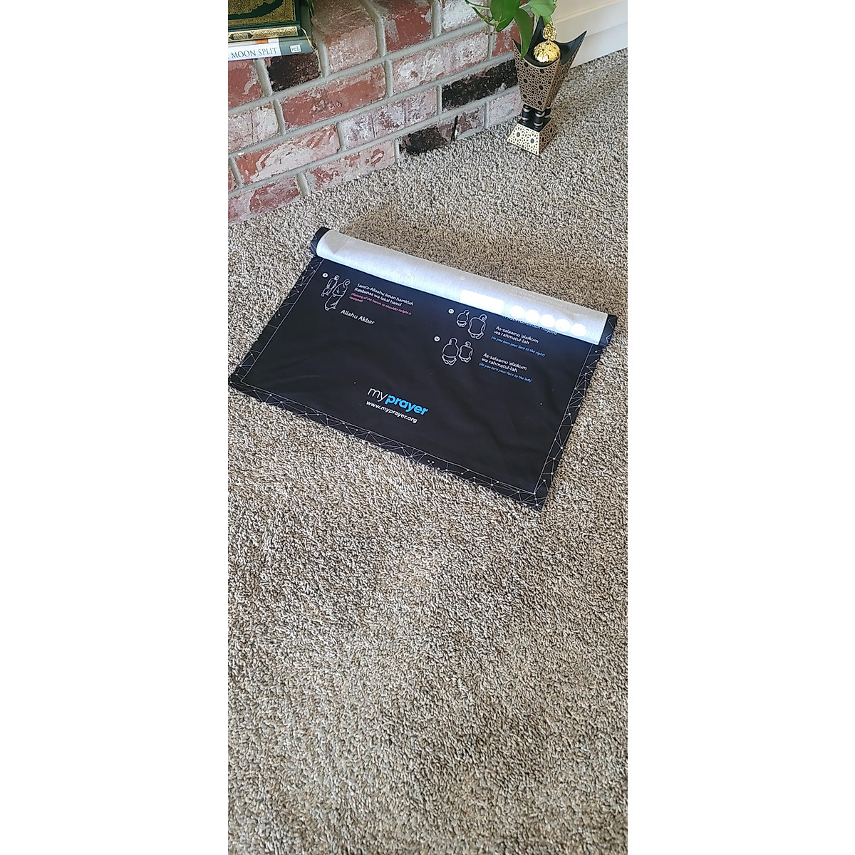 myprayer Islamic Prayer Rug with Instructions, Lightweight, durable, 100% Cotton, for New Muslims., Black, 198715878707