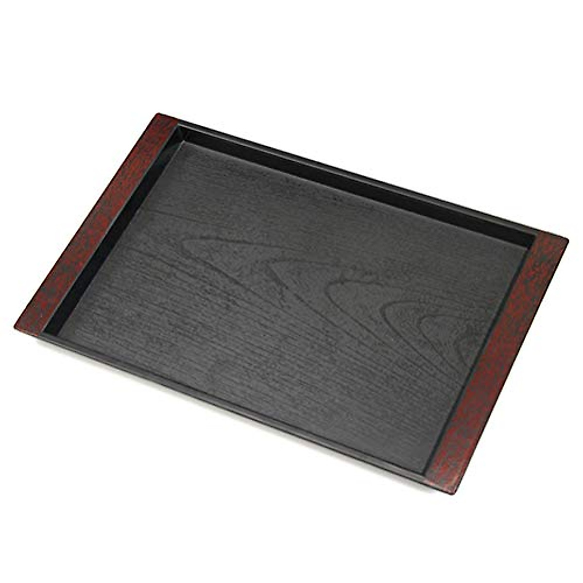 DayCount Melamine Serving Tray Large Rectangle - 14.8'' x 9.5'' Wood Grain Black Plastic Plate or Platter for Parties, Dinner, Thanksgiving, BBQ & Baking