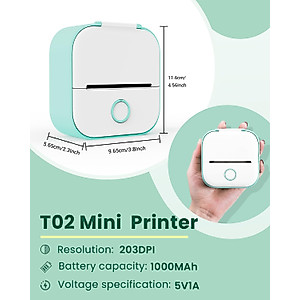 LabelCreate Mini Sticker Printer, T02 Portable Thermal Printer with 3 Rolls Paper, Pocket Sticker Printer Machine for kids,Study,DIY,School Notes