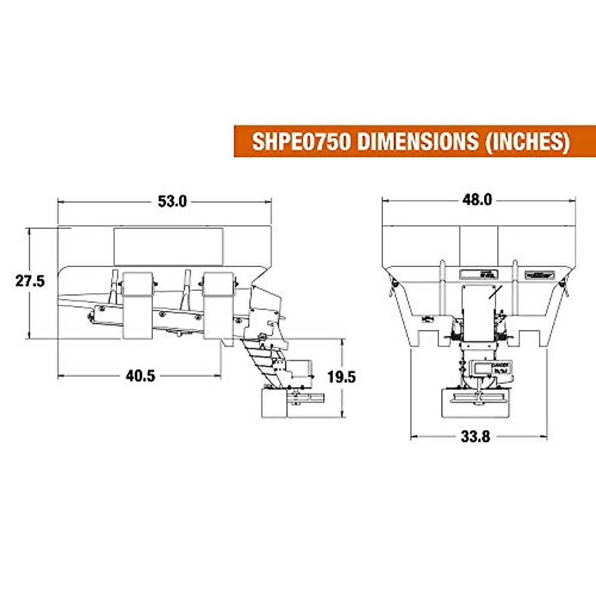 Buyers Products SHPE0750 SaltDogg 0.75 Cubic Yard Electric Poly Hopper Spreader With Standard Chute, Black