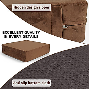SINOSSO Velvet Large Chair Cushion for Elderly 20" x 20" x 5", High Density Foam Seat Cushion for Recliner Couch Armchair, Thickened Chair Pad, Brown