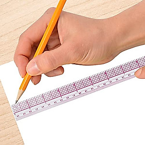 Westcott 10ths/Metric Beveled Ruler, 12-Inch/30cm (B-65), Clear