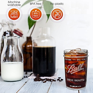 Reusable Boba Bubble Tea & Smoothie Cups - 2 Glass Wide Mouth 16oz Mason Jars with Bamboo Lids - 2 Reusable Gold Stainless Steel Boba Straws