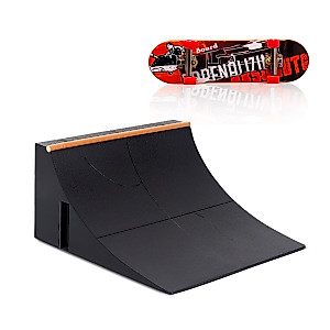 KETIEE Fingerboard Ramps, Finger Skateboard Ramp Set Finger Skatepark Kit with Rail Skateboard Skate Park Kit Fingerboard Skate Set with Skateboards Ramps, 1 Finger Boards for Training - Style B