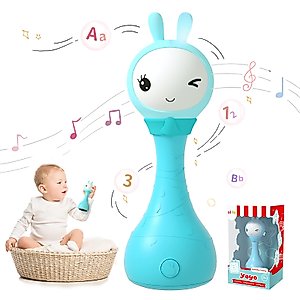 alilo Yoyo Talking Bunny Baby Singing Musical Rattle, Mimicking Toys Repeats What You Say, Preloaded 90+ Quality Audio Content, ABC/Number/Notes Learning Toys for Toddlers, Infant Newborn Baby Gifts
