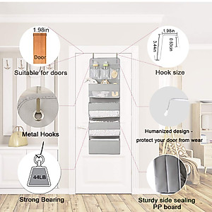 Jay-Chi Over Door Hanging Organizer Storage - 7 Large Pockets Closet Bathroom Baby Nursery Organizer Perspective Window Wall Mount Rack for Clothes Toys Sundries(Grey)