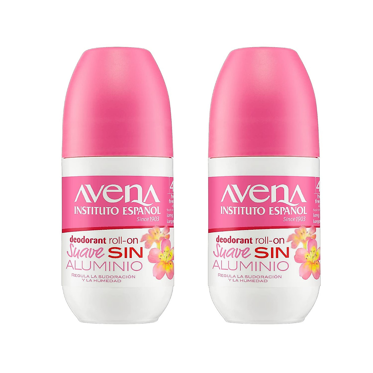 Avena Instituto Español Deodorant Roll-On Suave, Long-Lasting, Non-Alcohol, 2-Pack of 2.50 Oz each, 2 Bottles