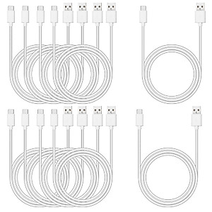 Smays USB C Cable Bulk, 6ft 10-Pack Type C Phone Charger Cord White