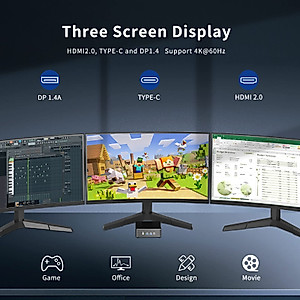 Kinupute Mini PC with Ryzen 9 5900HX Upto 4.6GHz, Desktop Computer with 64G DDR4, 1T M.2 NVME SSD, Windows 11 Pro, , DP/HDMI/USB-C Port, 4K@60Hz Triple Display, Dual LAN, 1x2.5G LAN, WiFi 6/BT5.1