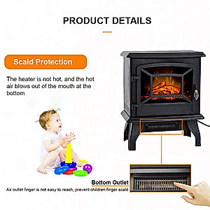 PayLessHere 20" H Electric Fireplace Heater,Electric Fireplace Adjustable Color Curve Glass Wall Mounted and Standing Fireplace Adjustable w/Remote