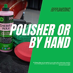 3D Cherry Wax - Deep Gloss, Wet Look Carnauba Car Wax - UV Protection for Dark Paint Colors 16oz.