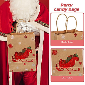 LUOZZY 24pcs Christmas Wrapping Bags Gift Storage Pouches Handheld Packing Pouches Krafts Paper Gifts Bags for Xmas