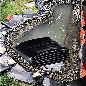 TECHTONGDA HDPE Pond Liner Black 20x20ft Flexible Water Garden Fish Pond Liner Elasticity