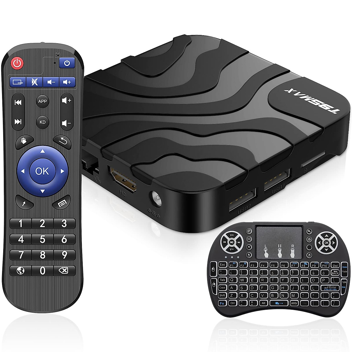 Android TV Box, T95MAX Android Box 2GB RAM 16GB ROM, Quad Core Android 12.0 Box with Wireless Keyboard Support 2.4G/5.0GHz Dual WiFi 100M Ethernet Ultra HD 6K TV Box
