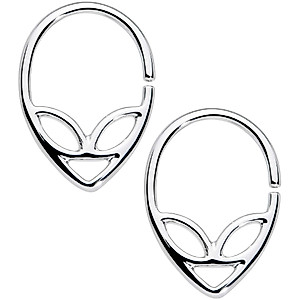 Body Candy 2Pc 14G Nipplerings Piercing 14mm Womens Rhodium Plated Brass Alien Nipple Rings 9/16"