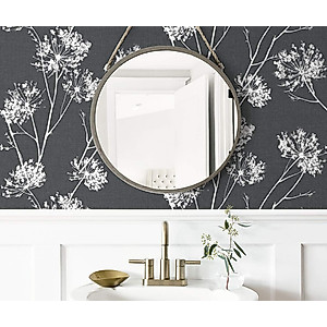 NextWall One O'Clocks Botanical Peel and Stick Wallpaper (Charcoal)