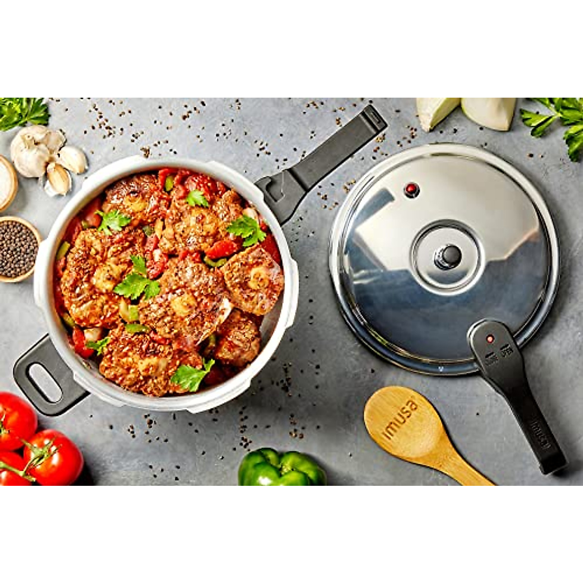 IMUSA 7 Quart Stovetop Aluminum Pressure Cooker with Safely Valve