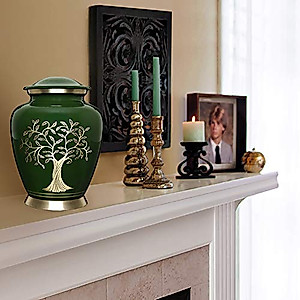 Trupoint Memorials Cremation Urns for Human Ashes - Decorative Urns, Urns for Human Ashes Female & Male, Urns for Ashes Adult Female, Funeral Urns - Dark Green, Large