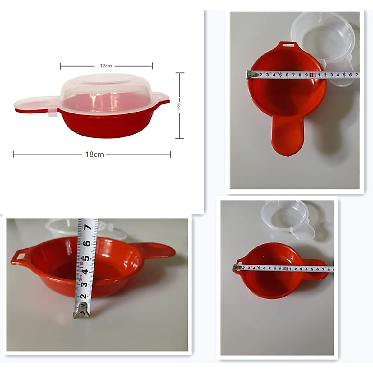 Microwave Egg Cooker, Nonstick Easy Eggwish, Egg Poacher for Breakfast Cheese Hamburg Sandwich Pancake Omelet Egg Patty, Pod & Muffins - As Seen On TV - 2 set in a box, Red & Clear