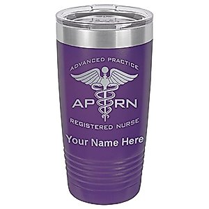 LaserGram 20oz Vacuum Insulated Tumbler Mug, APRN Advanced Practice Registered Nurse, Personalized Engraving Included (Dark Purple)